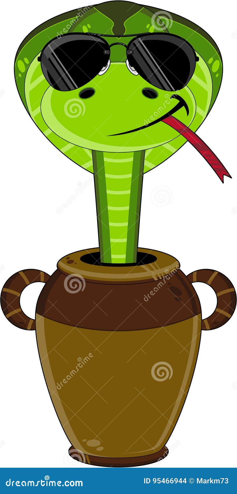 Cartoon Slippery Snake in Pot Stock Vector - Illustration of cobra ...