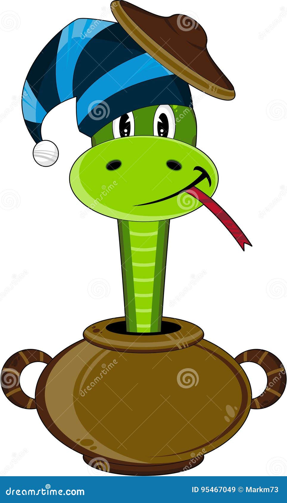 CuteSnake Cartoon Character With Construction Cone Stock Illustration ...