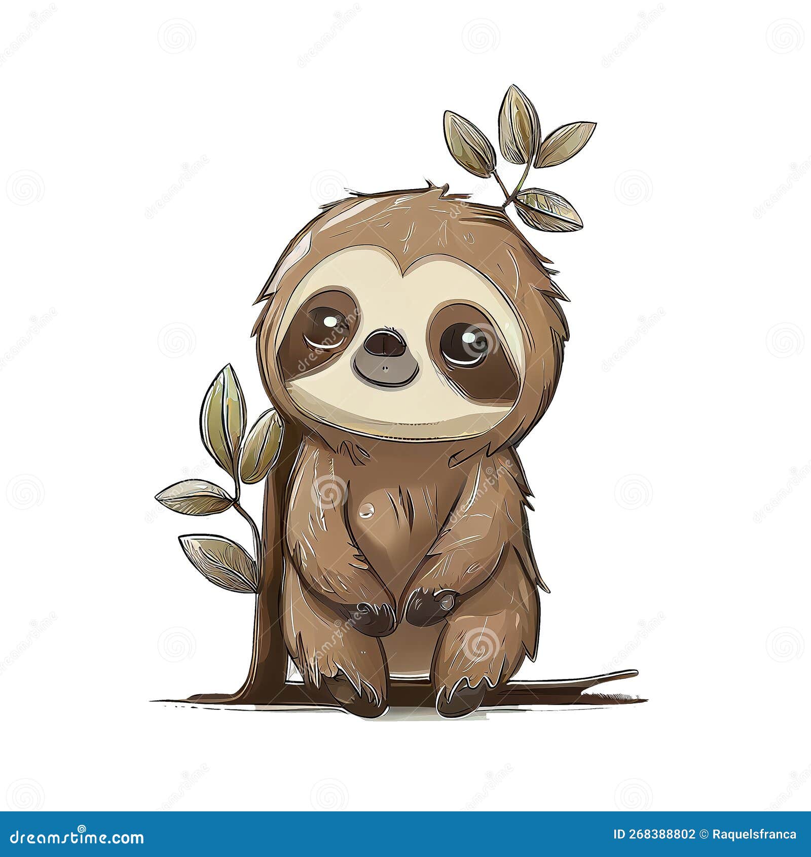 Cartoon Sloth on White Background Stock Photo - Image of cartoon ...