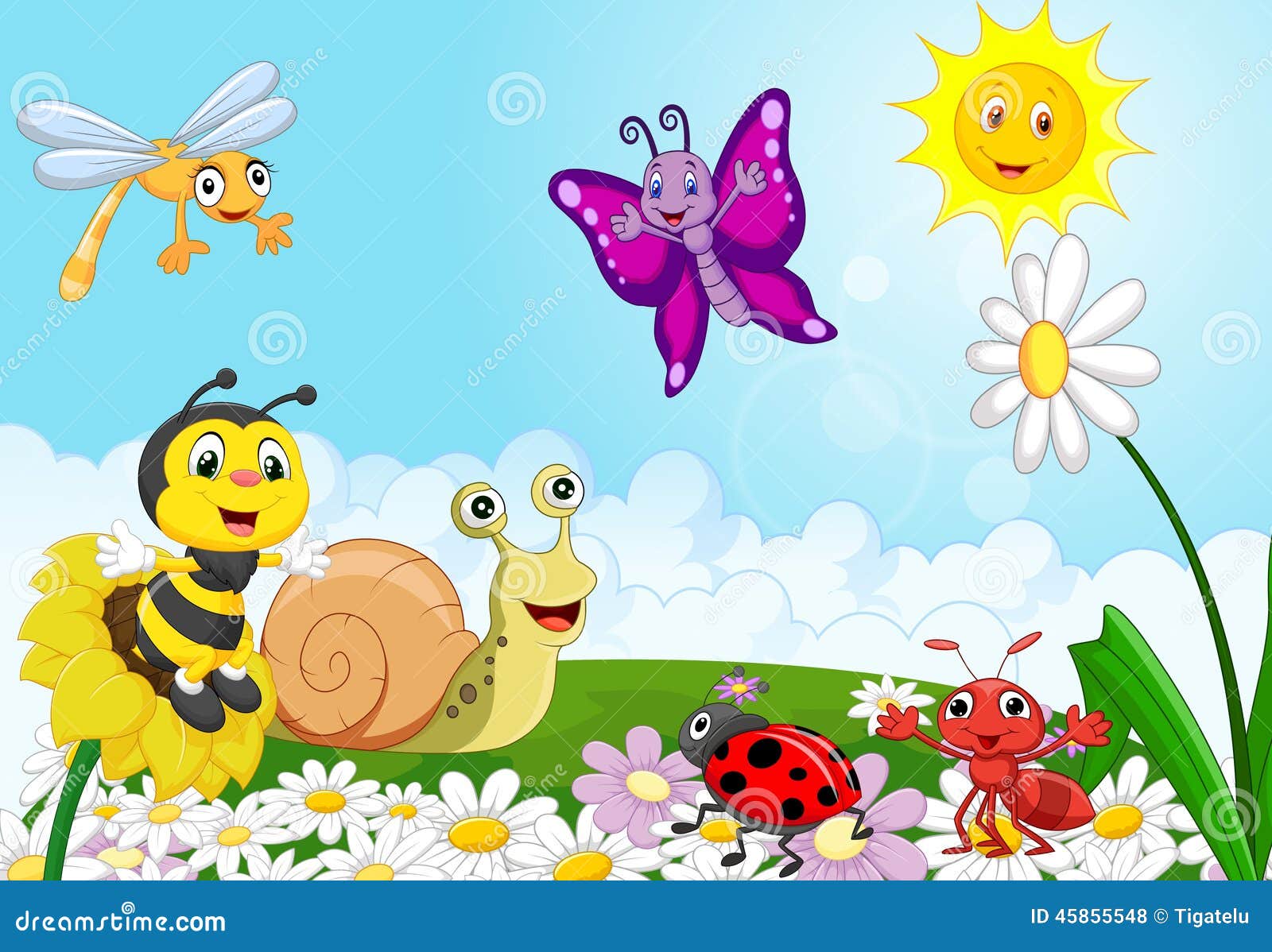Cartoon small animals stock vector. Illustration of scene - 45855548