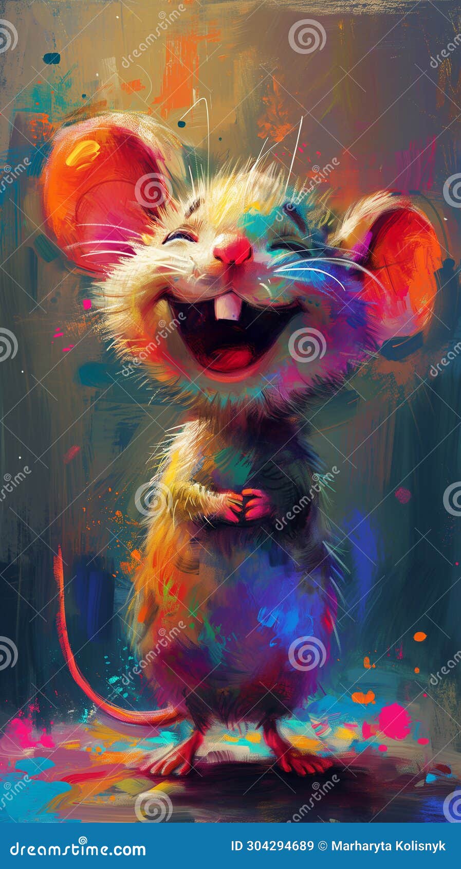 Cartoon Small Mouse Laughingly in Bright Colors 1 Stock Illustration ...