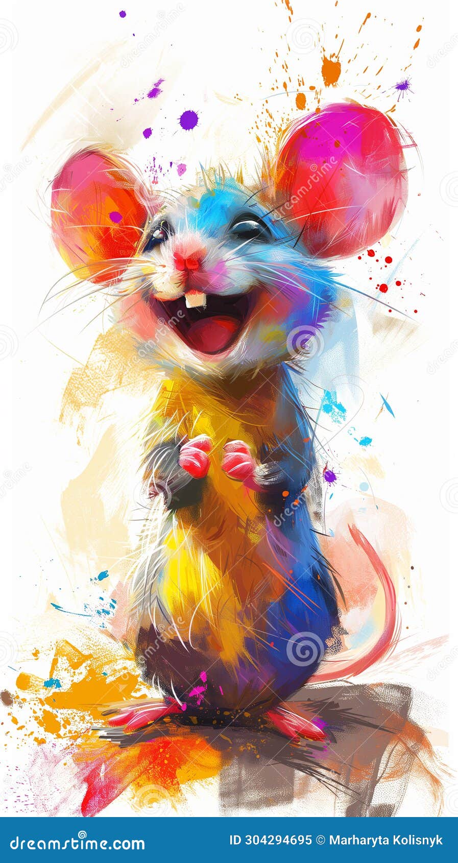 Cartoon Small Mouse Laughingly in Bright Colors 4 Stock Illustration ...