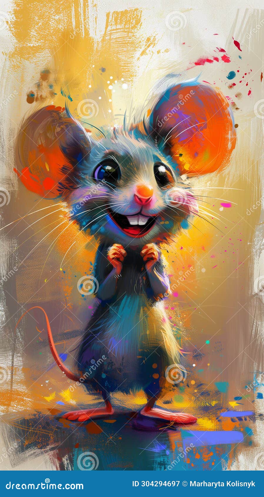 Cartoon Small Mouse Laughingly in Bright Colors 5 Stock Illustration ...