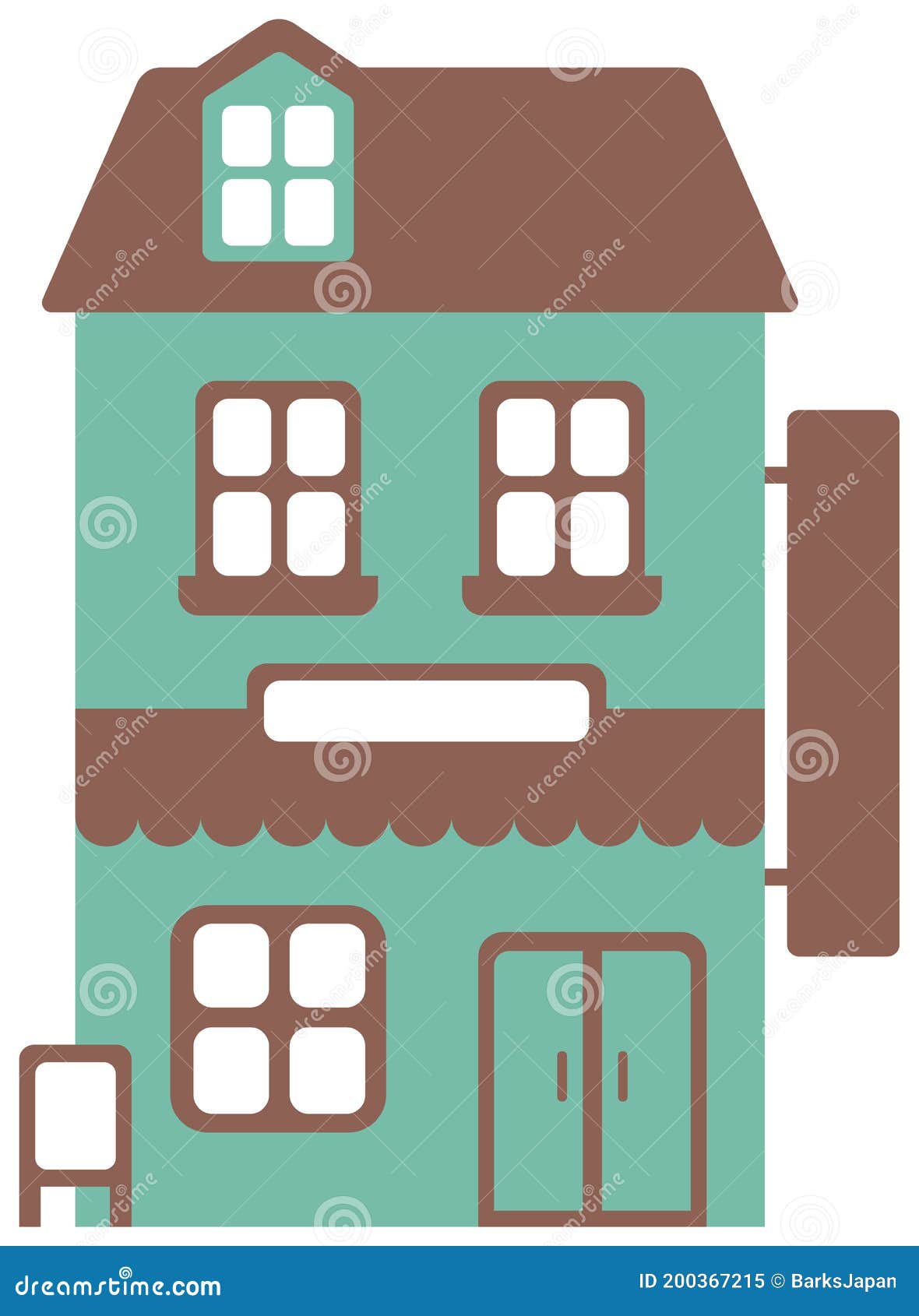 Cartoon Small Shop Flat Design Illustration Front View Stock Vector ...