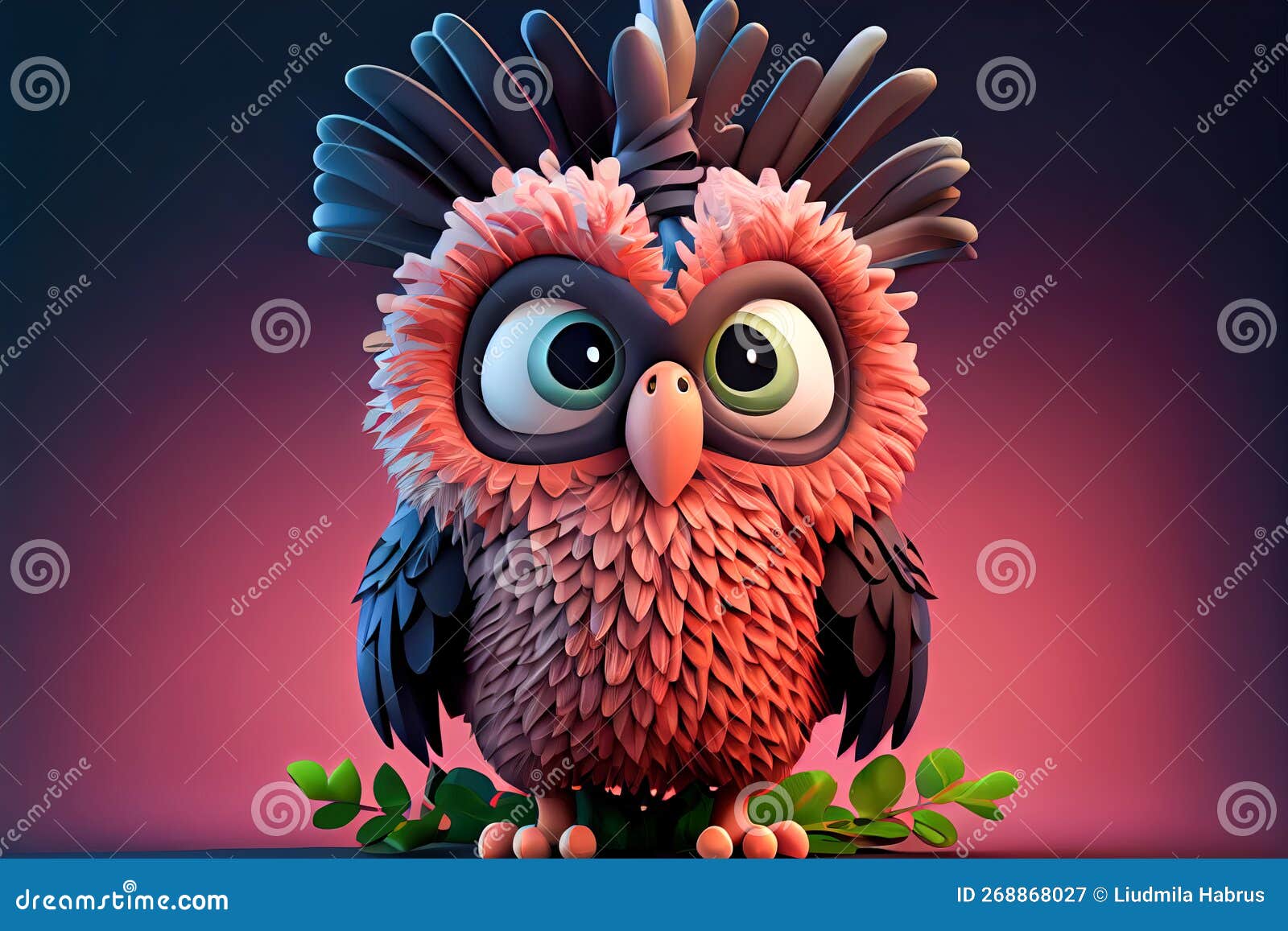 Cartoon Smart Owl Close-up. Generative AI Stock Image - Image of ...