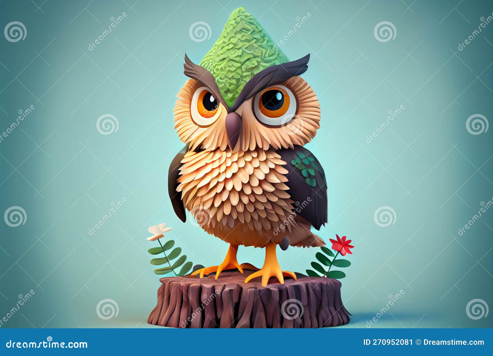 Cartoon Smart Owl Close-up. Generative AI Stock Illustration ...