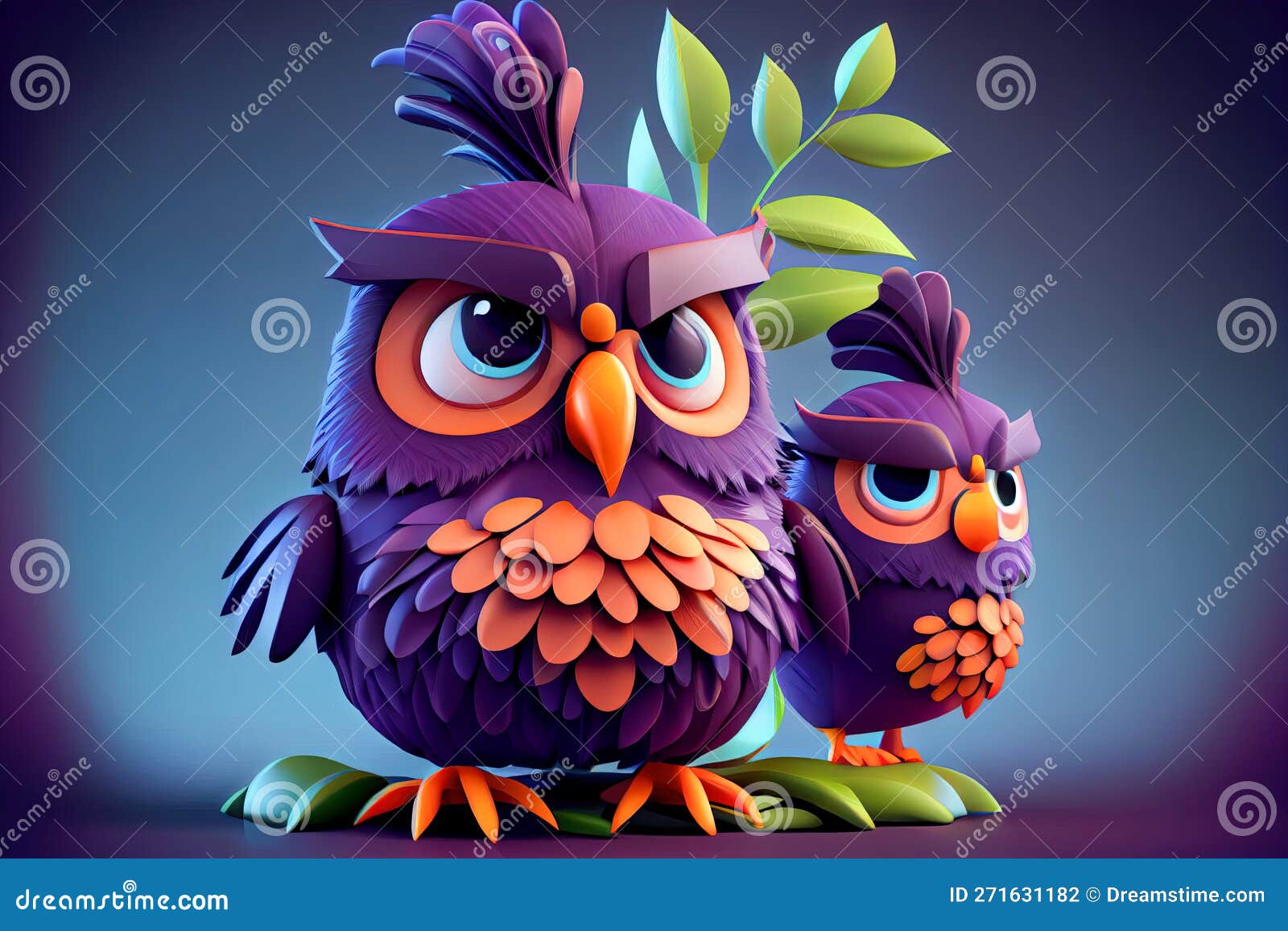 Cartoon Smart Owl Close-up. Generative AI Stock Illustration ...