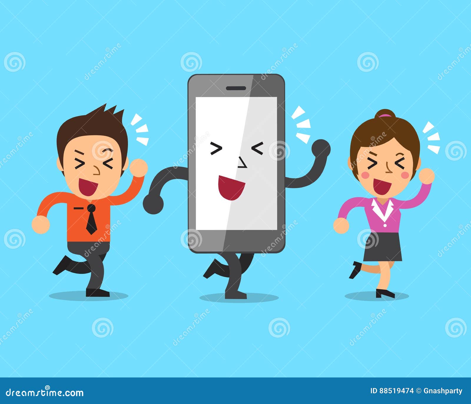 Cartoon Smartphone and Business People Stock Vector - Illustration of ...