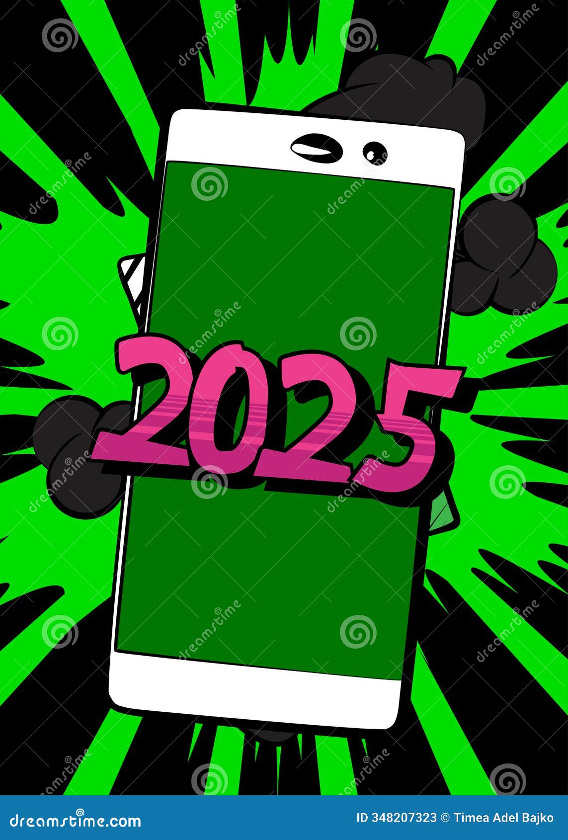 Comic 2025 New Year Yellow Background, Cartoon Speech Bubble In Pop Art ...