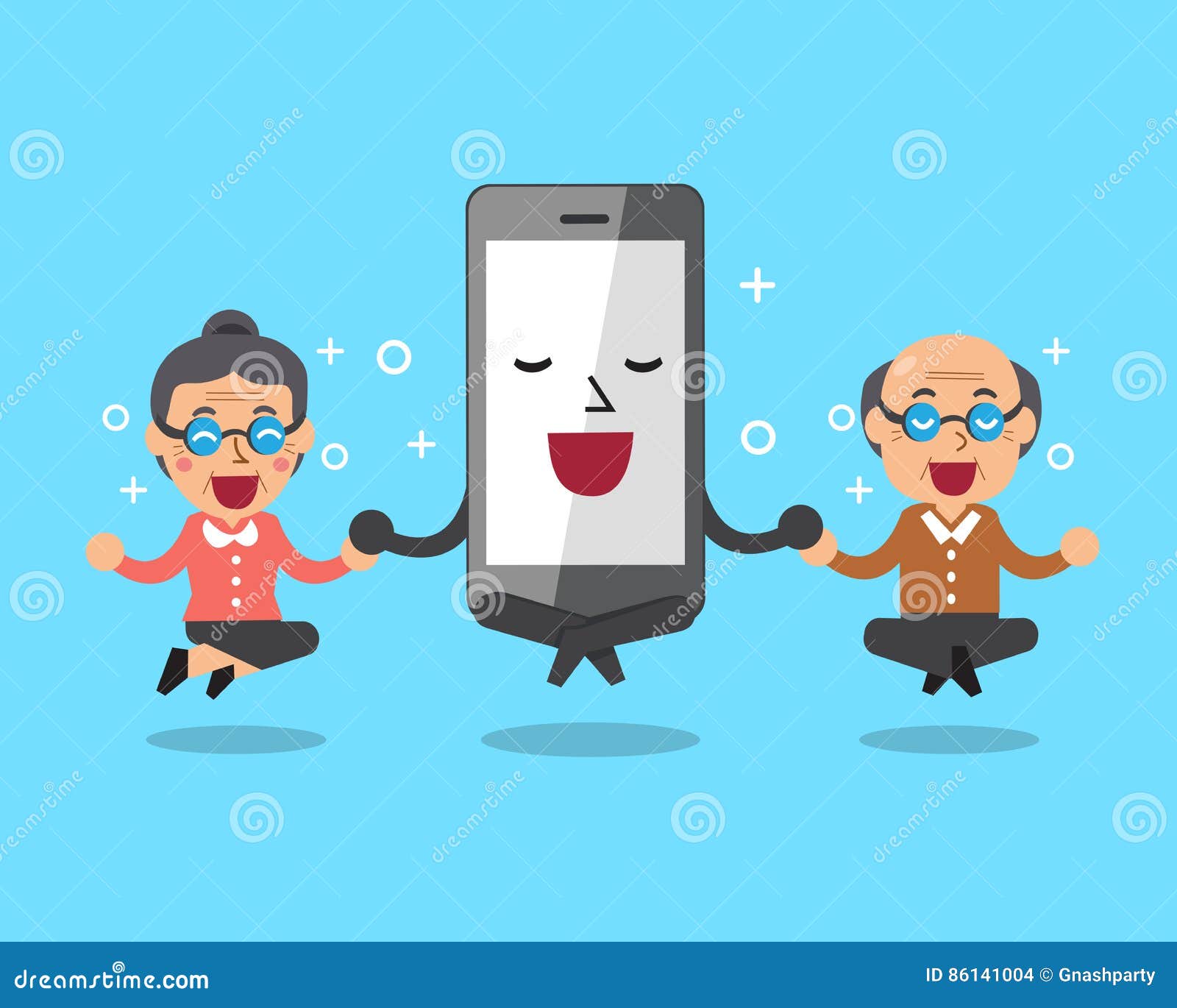 Cartoon Smartphone with Senior People Stock Vector - Illustration of ...
