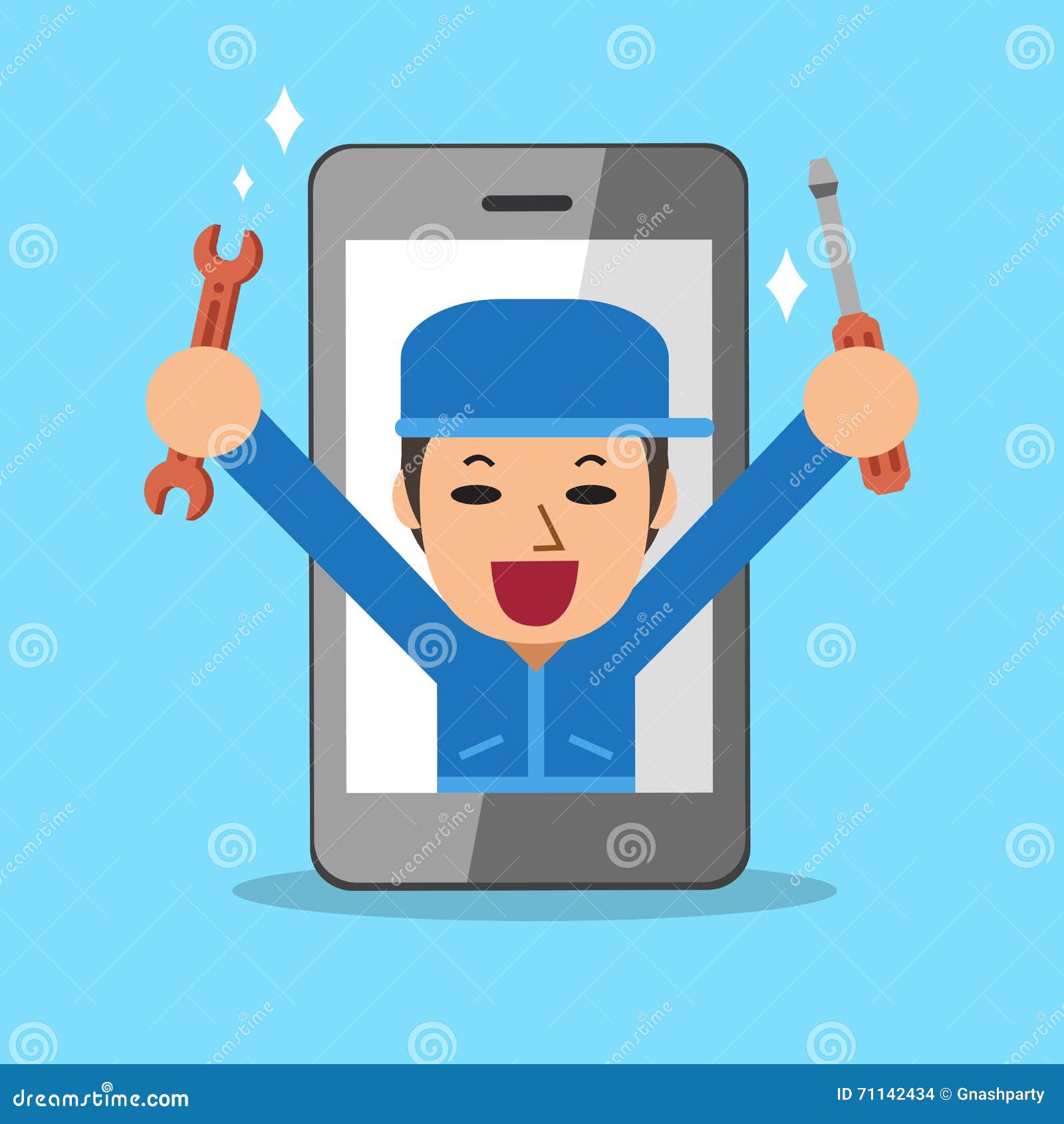 Cartoon Smartphone Service Technician Stock Vector - Illustration of ...