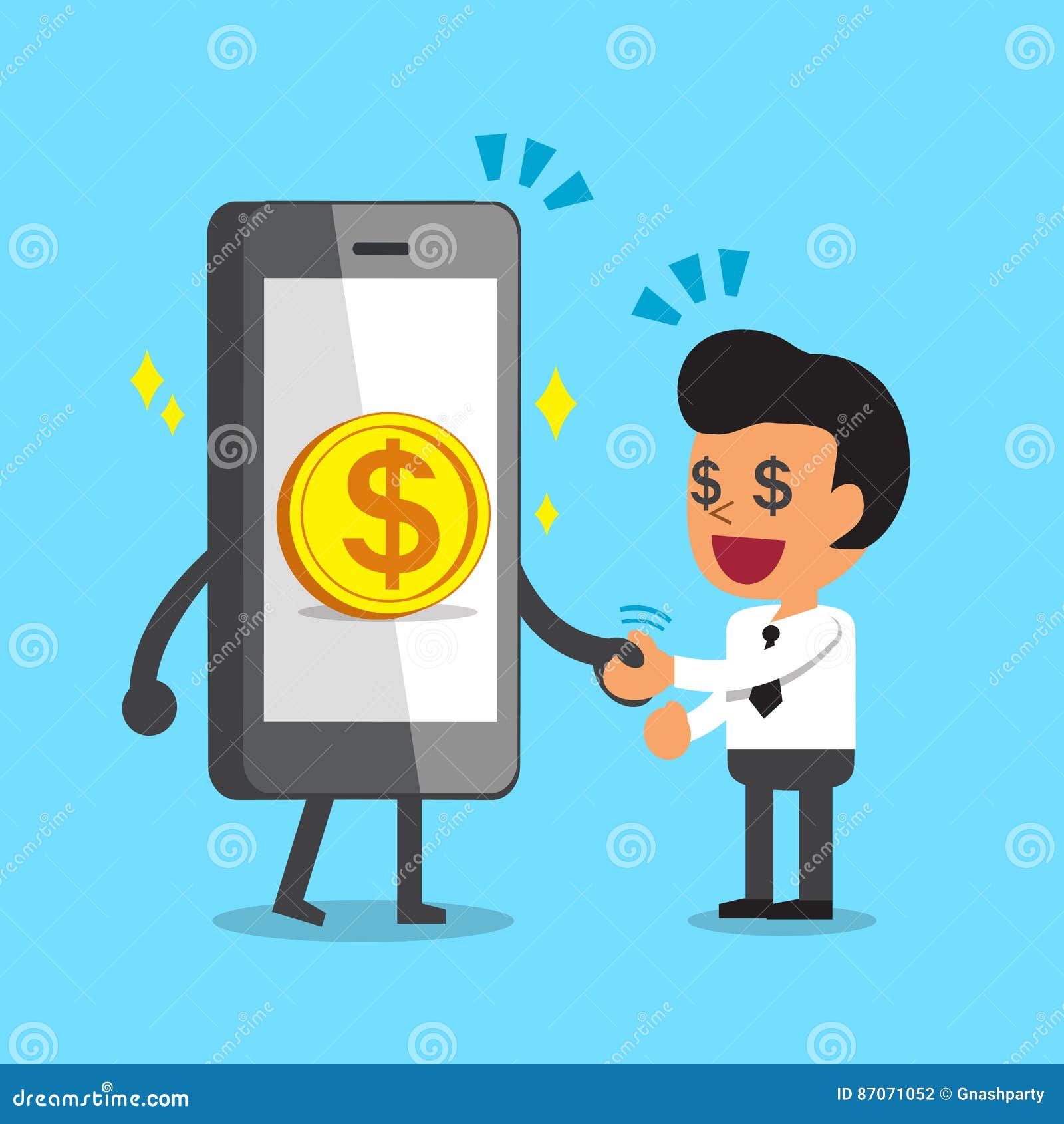 Cartoon Smartphone Shake Hand with Businessman Stock Vector ...