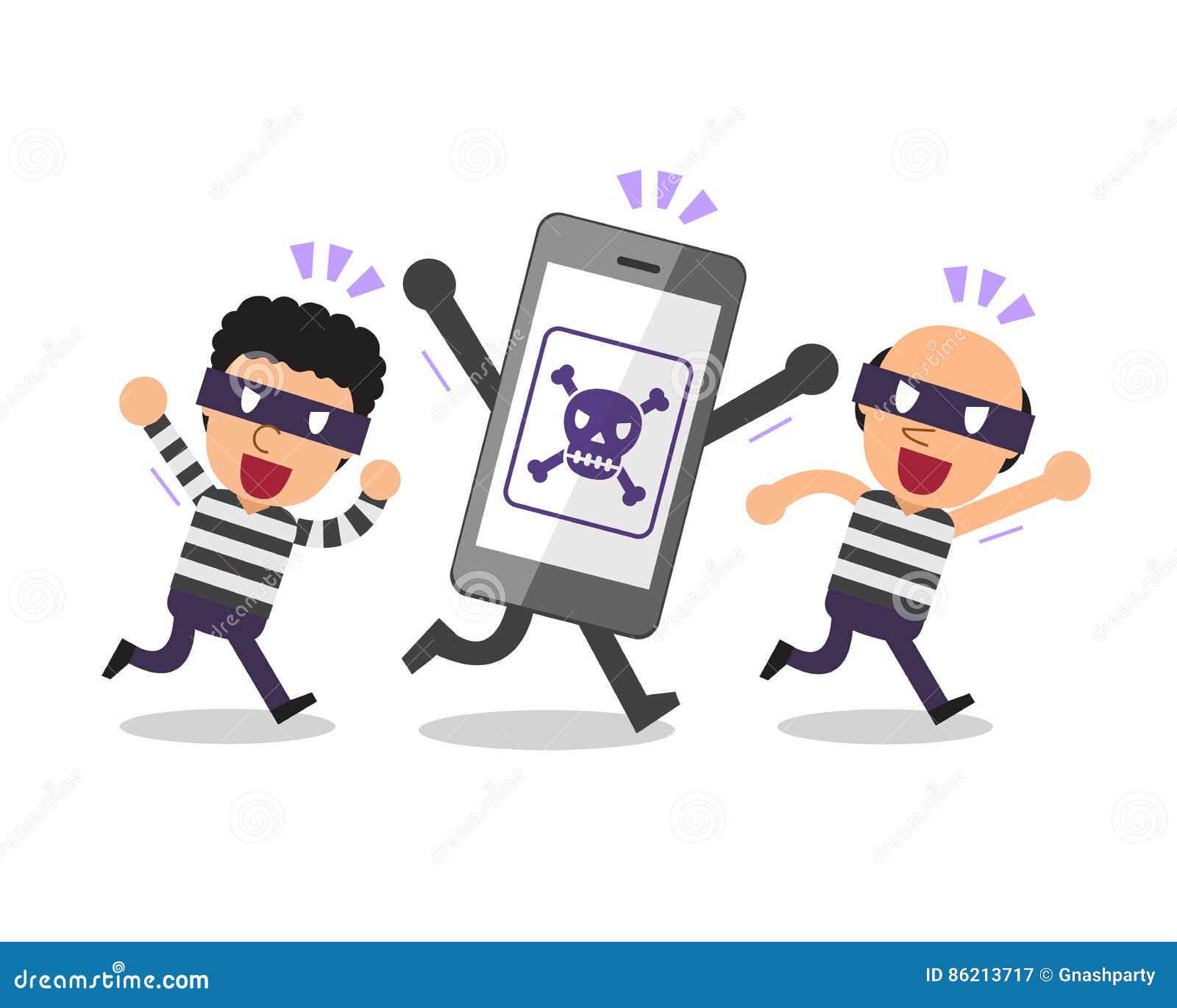 Cartoon Smartphone and Thieves Stock Vector - Illustration of online ...