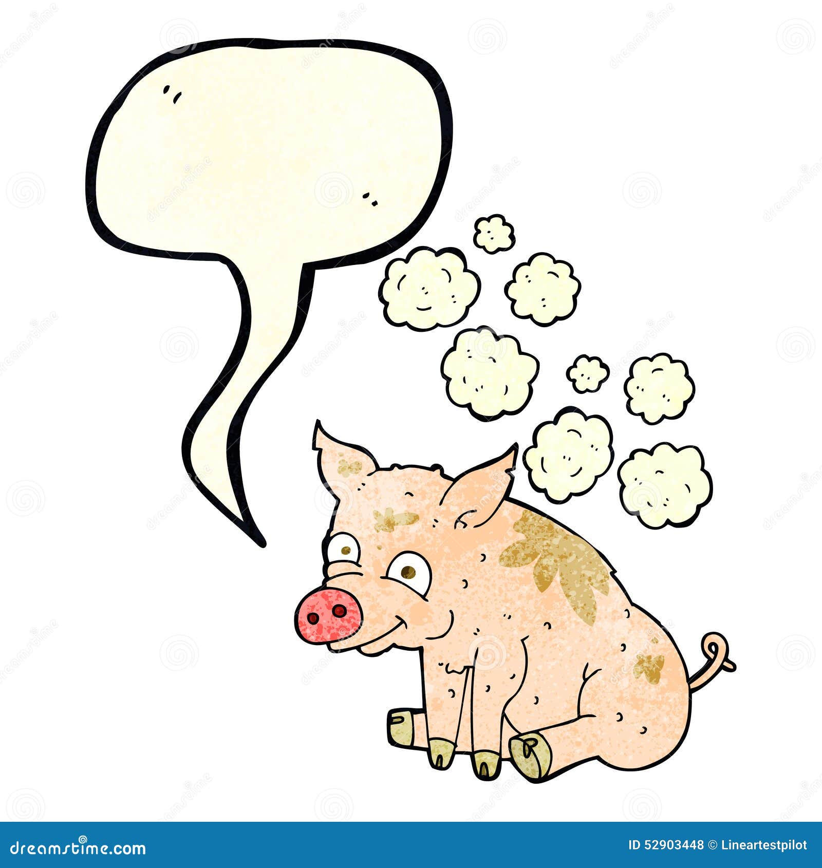 Cartoon Smelly Pig with Speech Bubble Stock Illustration - Illustration ...