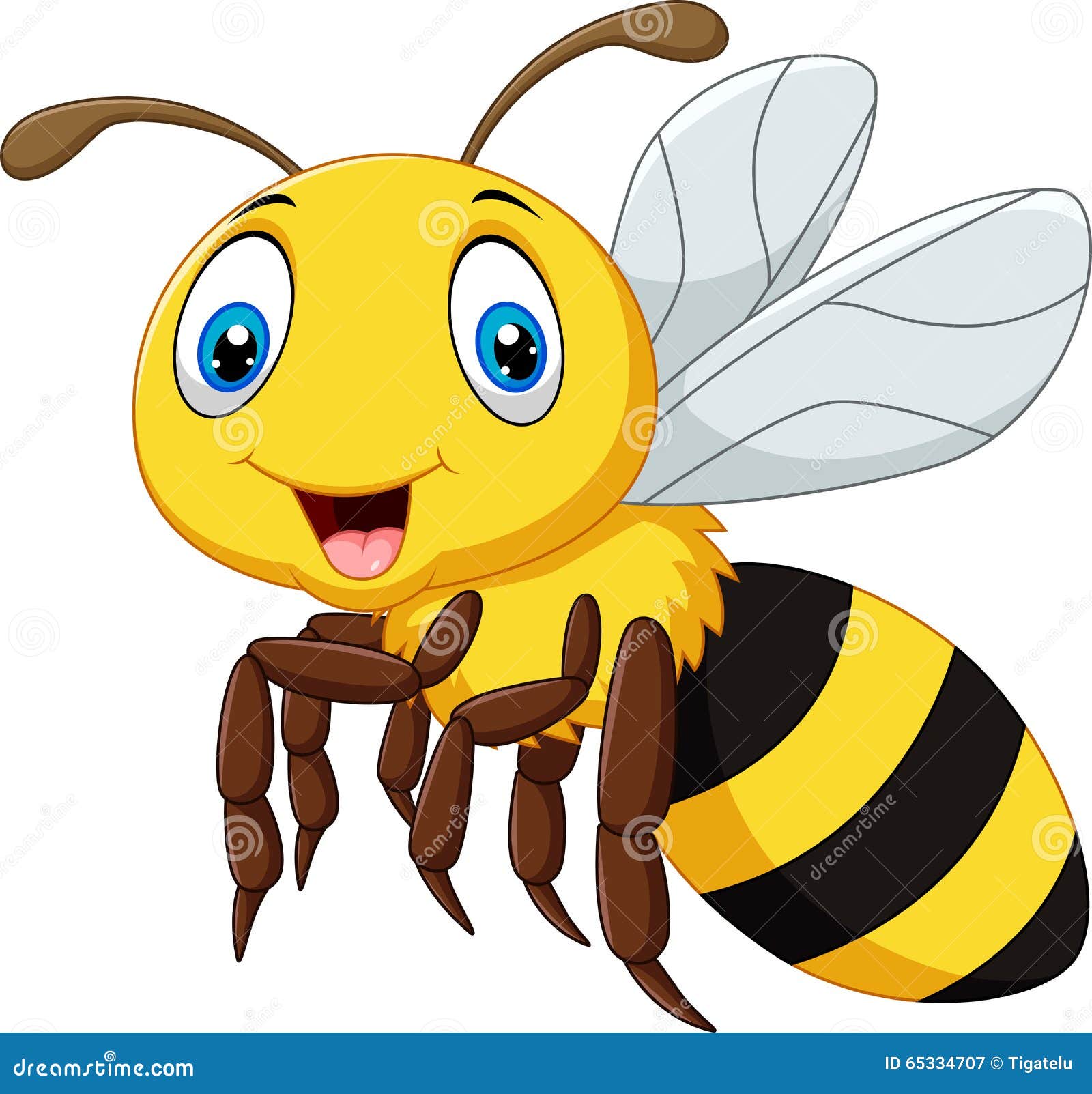 Cartoon Smile Bee Flying Isolated On White Background | CartoonDealer ...