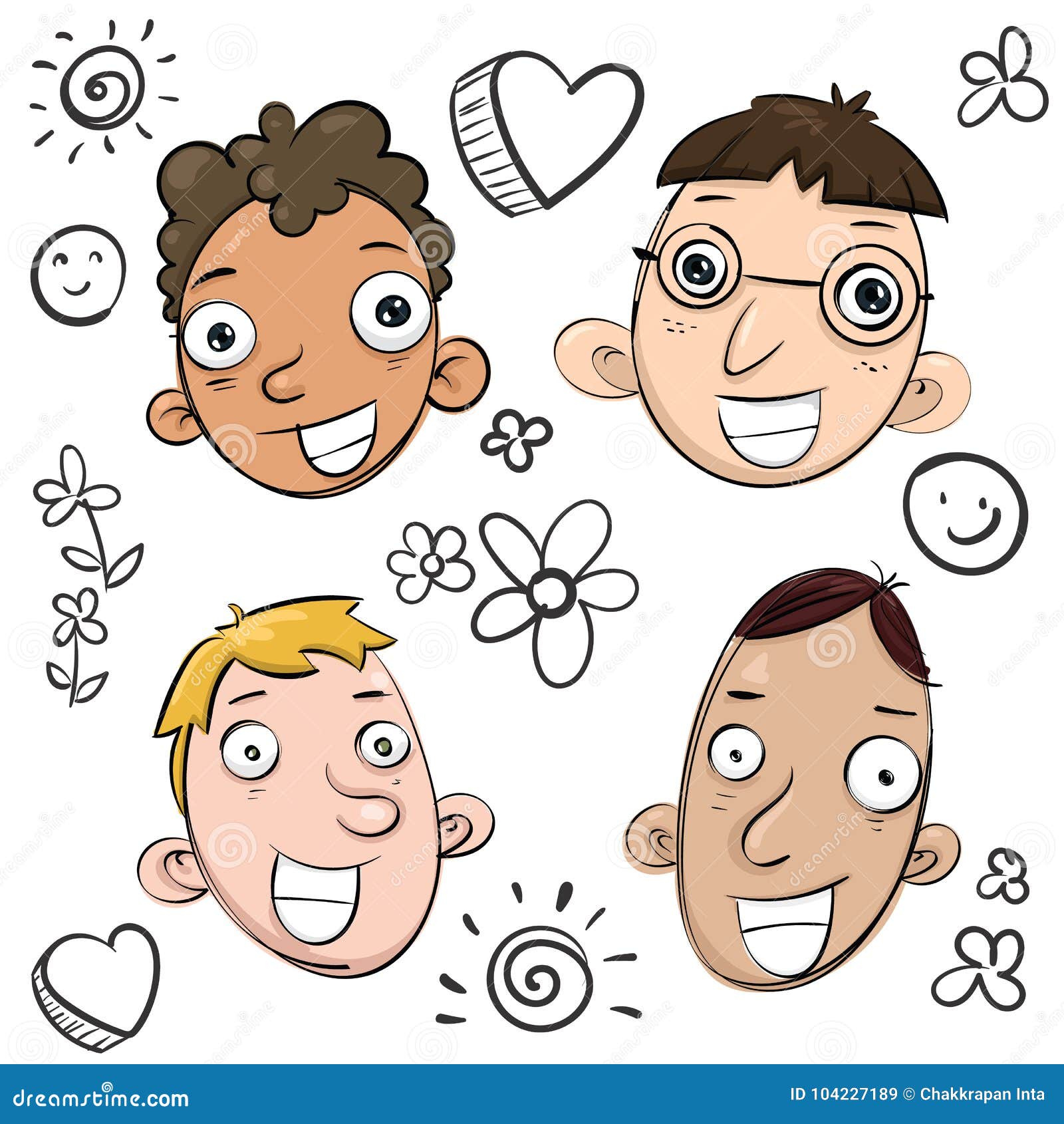 Cartoon smile faces stock vector. Illustration of happy - 104227189