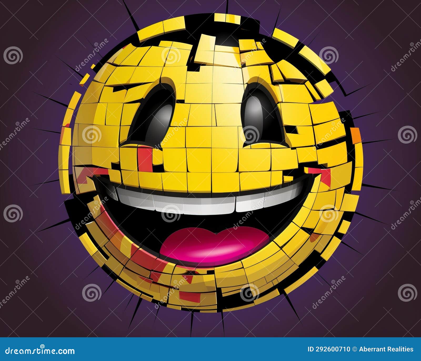 A Cartoon Smiley Face with a Broken Smiley Face on a Black Background ...