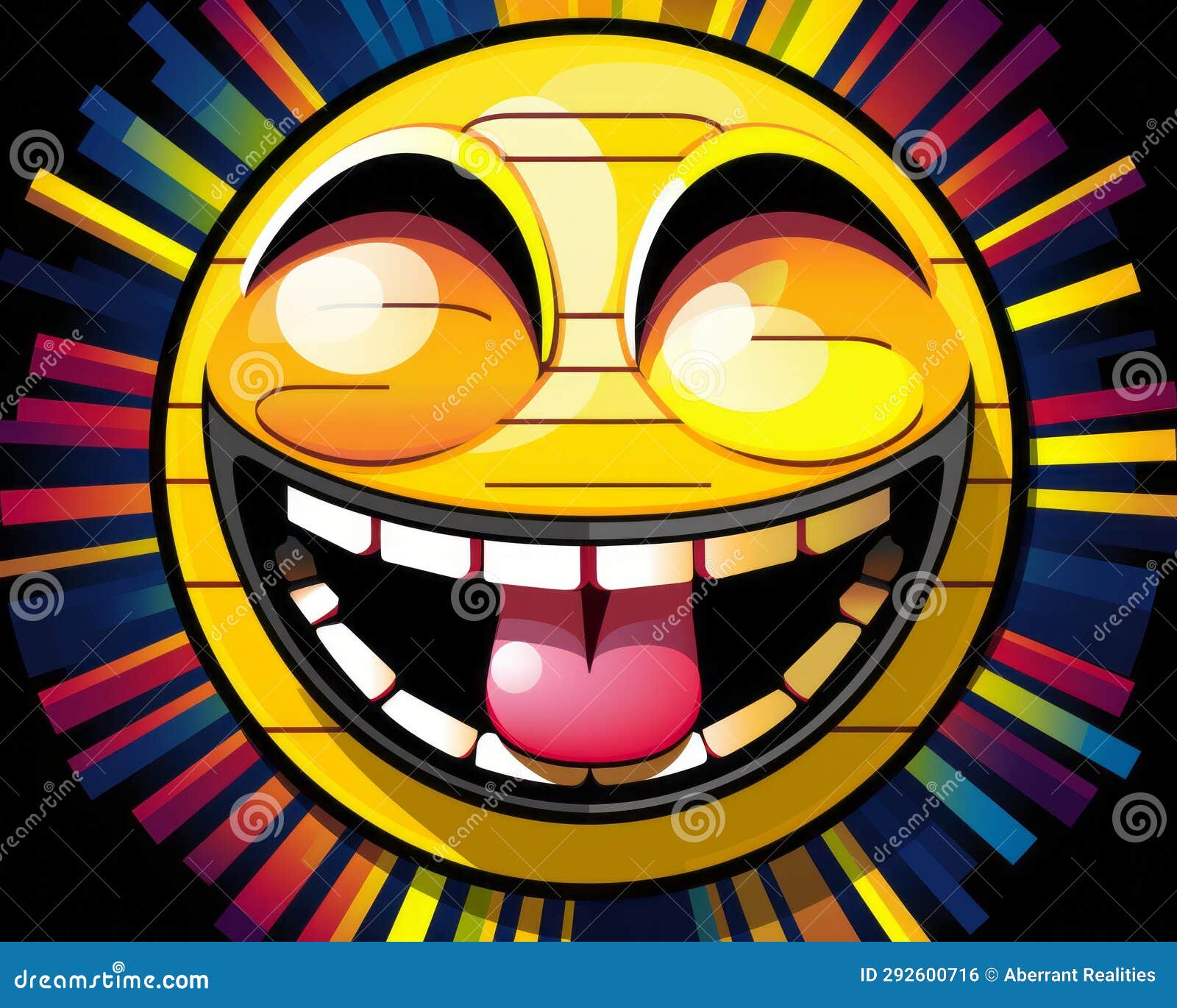 A Cartoon Smiley Face with an Open Mouth Stock Illustration ...