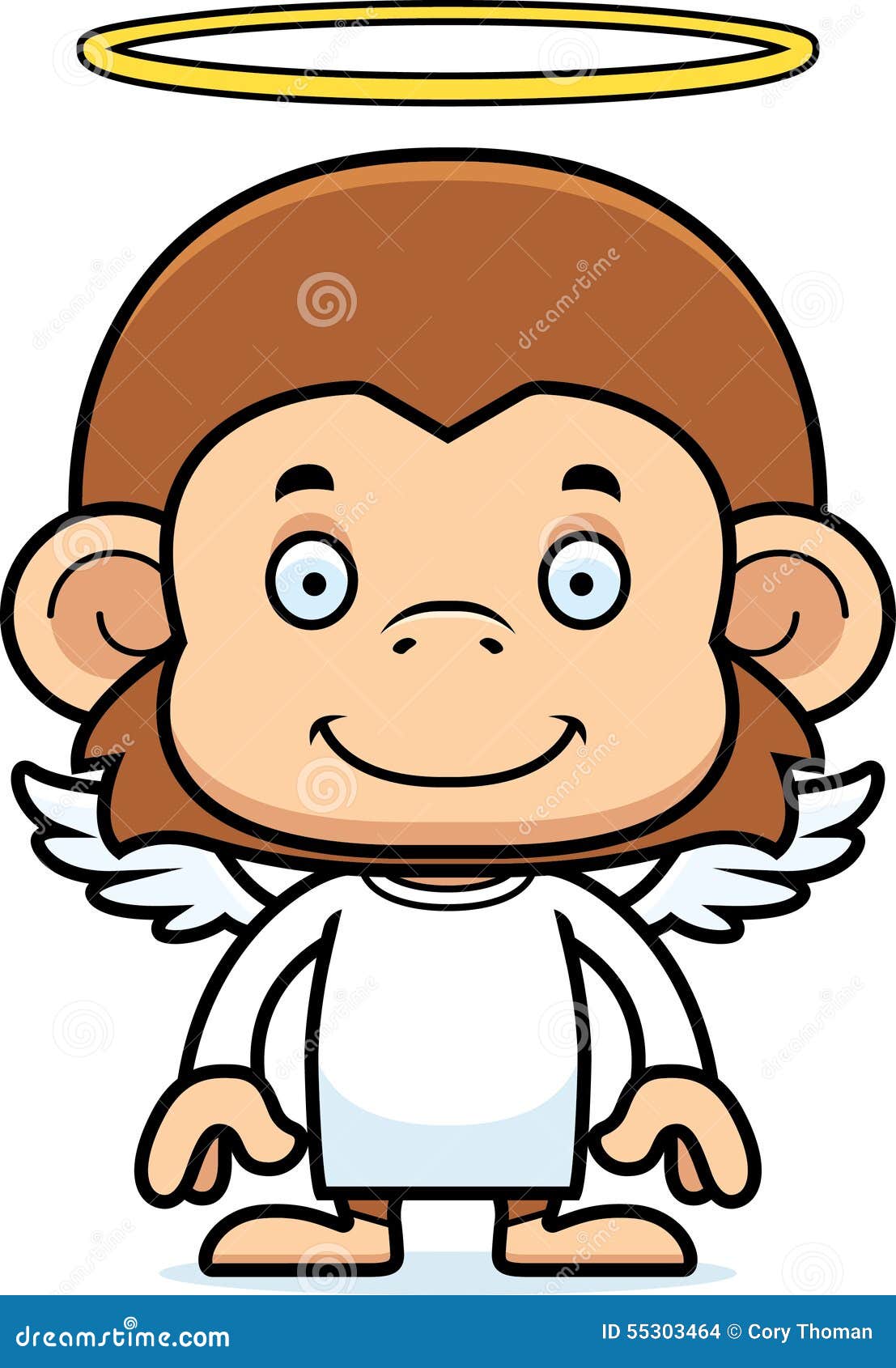 Cartoon Smiling Angel Monkey Stock Vector - Illustration of graphic ...