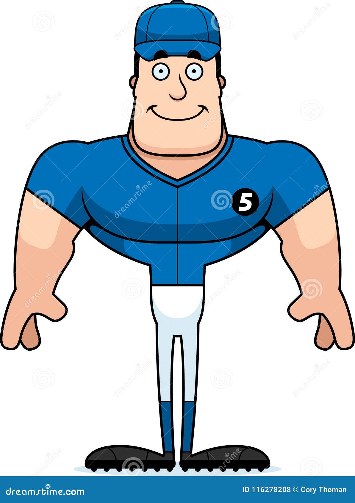 Cartoon Smiling Baseball Player Stock Vector - Illustration of cartoon ...