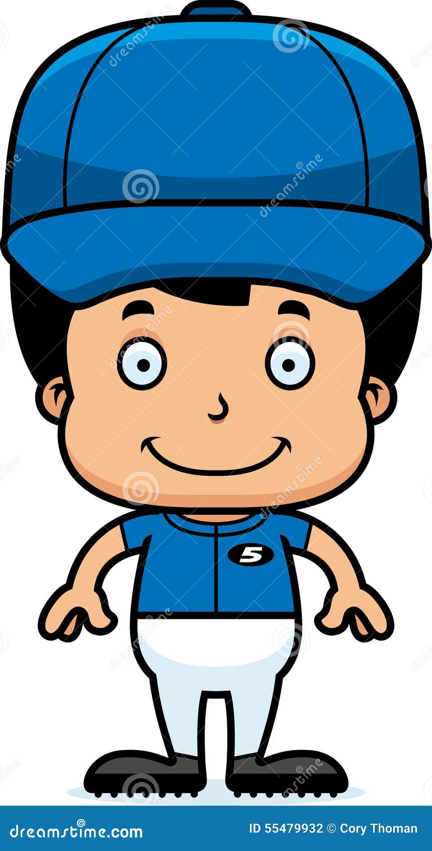 Cartoon Smiling Baseball Player Boy Stock Vector - Illustration of ...