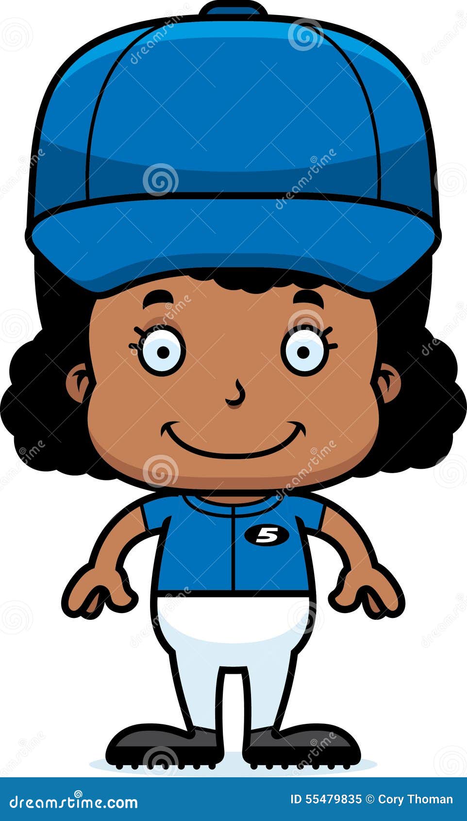 Cartoon Smiling Baseball Player Girl Stock Vector - Illustration of ...