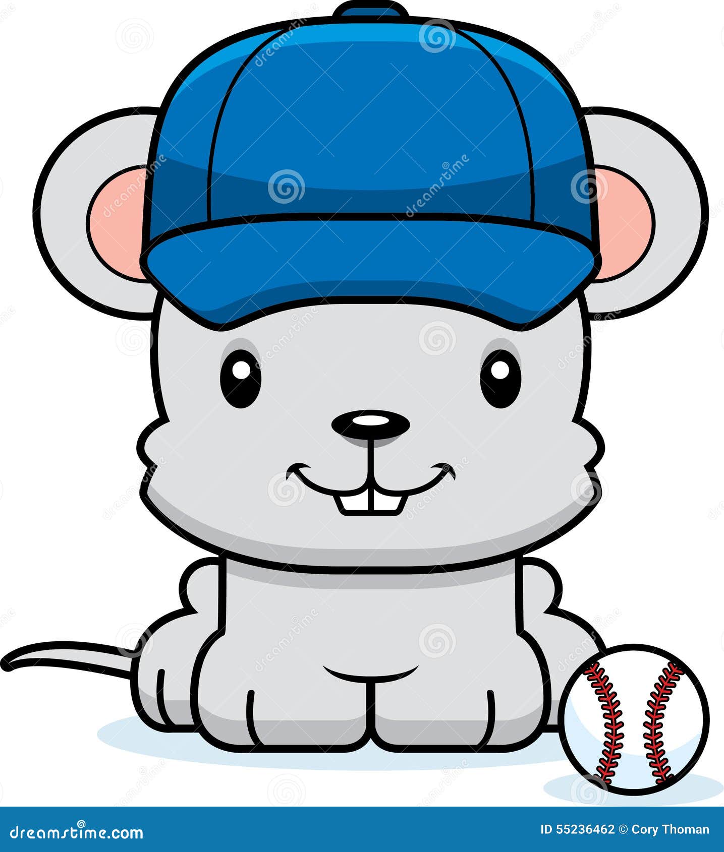Cartoon Smiling Baseball Player Mouse Stock Vector - Illustration of ...