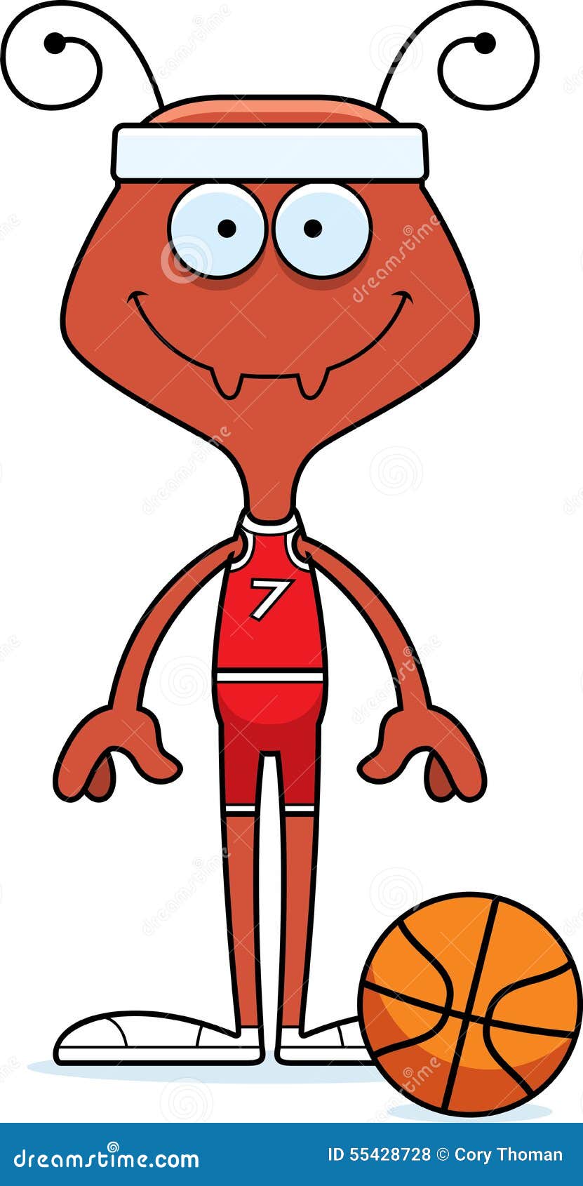 Cartoon Smiling Basketball Player Ant Stock Vector - Illustration of ...