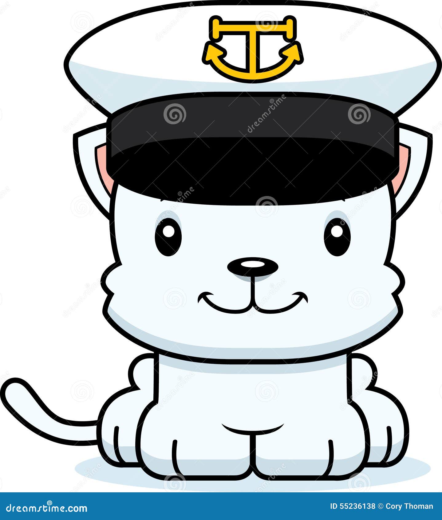 Cartoon Smiling Boat Captain Kitten Stock Vector - Illustration of ...