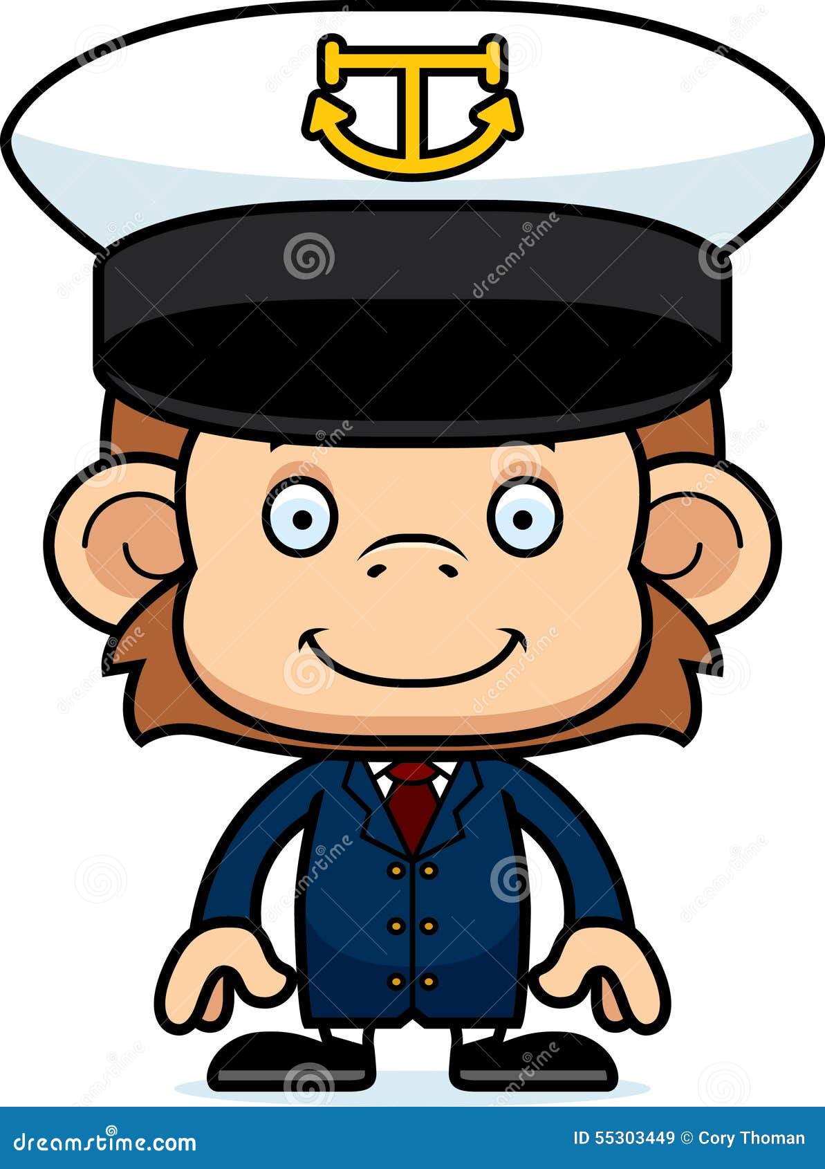 Cartoon Smiling Boat Captain Monkey Stock Vector - Illustration of navy ...