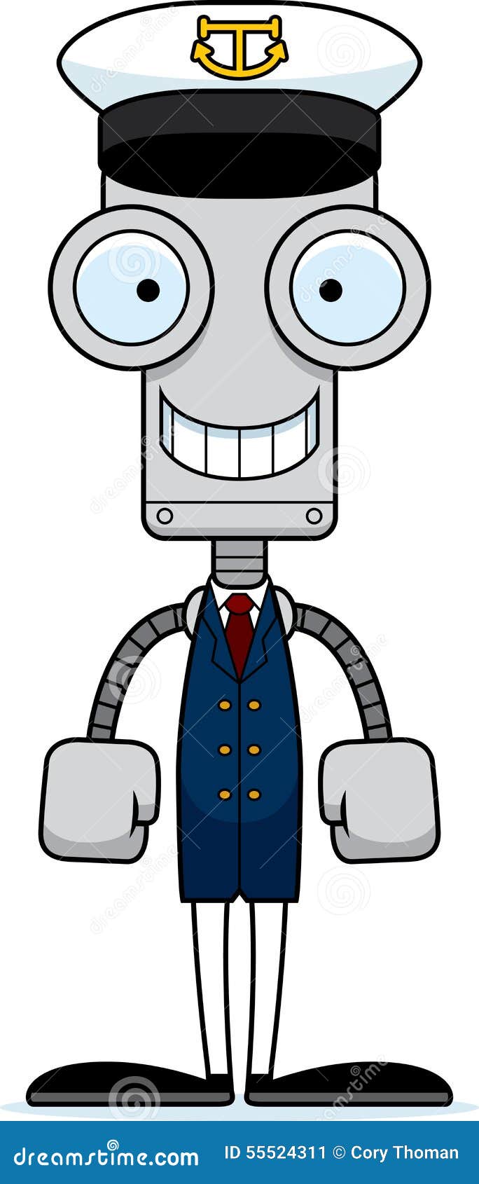 Cartoon Smiling Boat Captain Robot Stock Vector - Illustration of clip ...