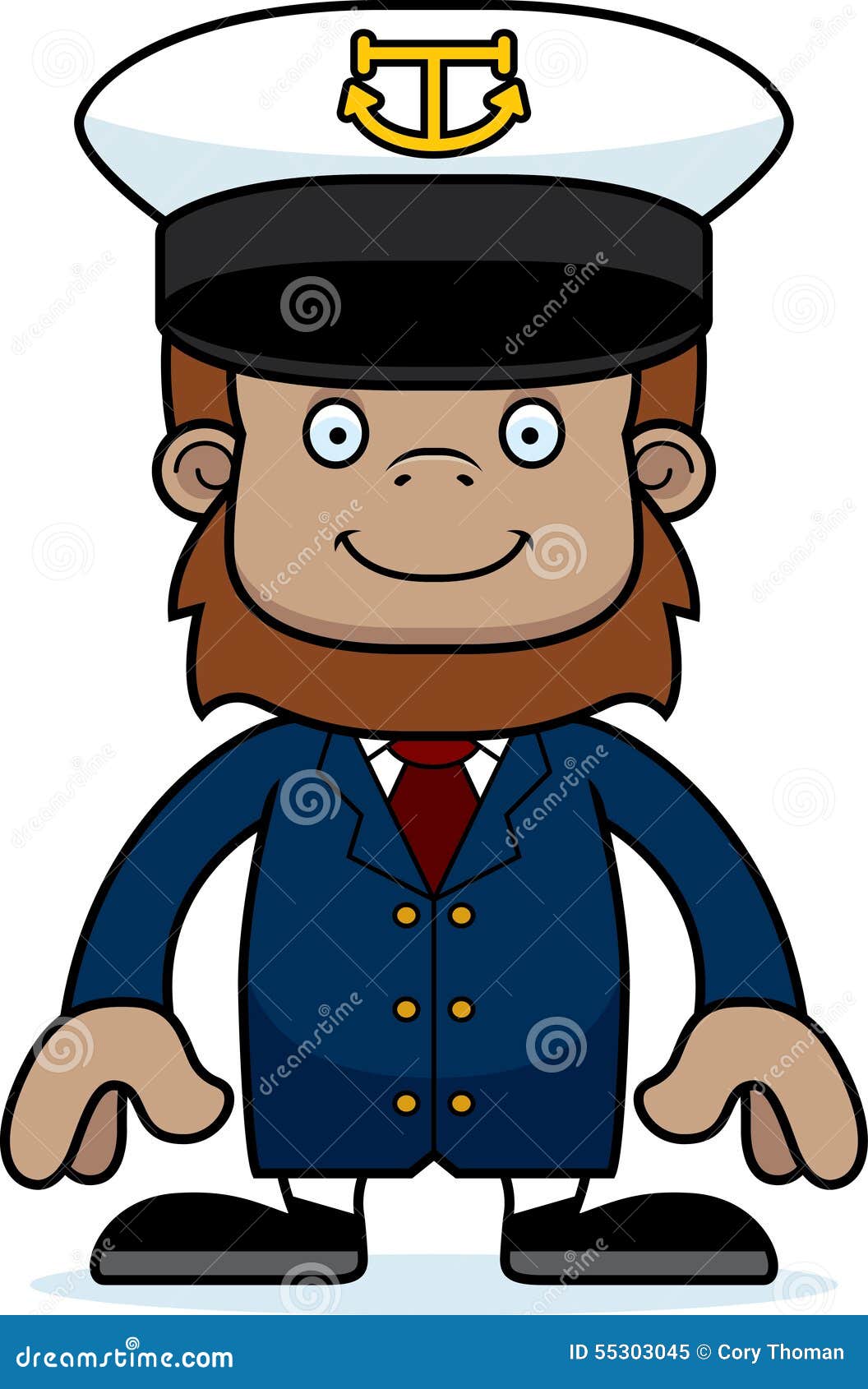 Cartoon Smiling Boat Captain Sasquatch Stock Vector - Illustration of ...