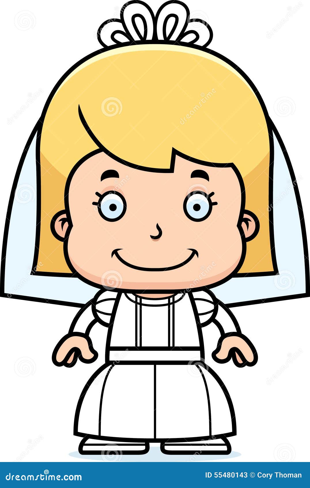 Cartoon Smiling Bride Girl stock vector. Illustration of clipart - 55480143