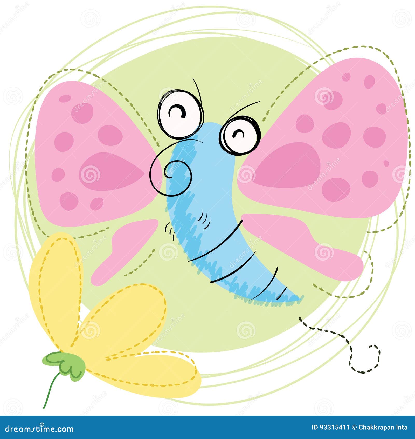 Cartoon smiling butterfly. stock vector. Illustration of cartoon - 93315411