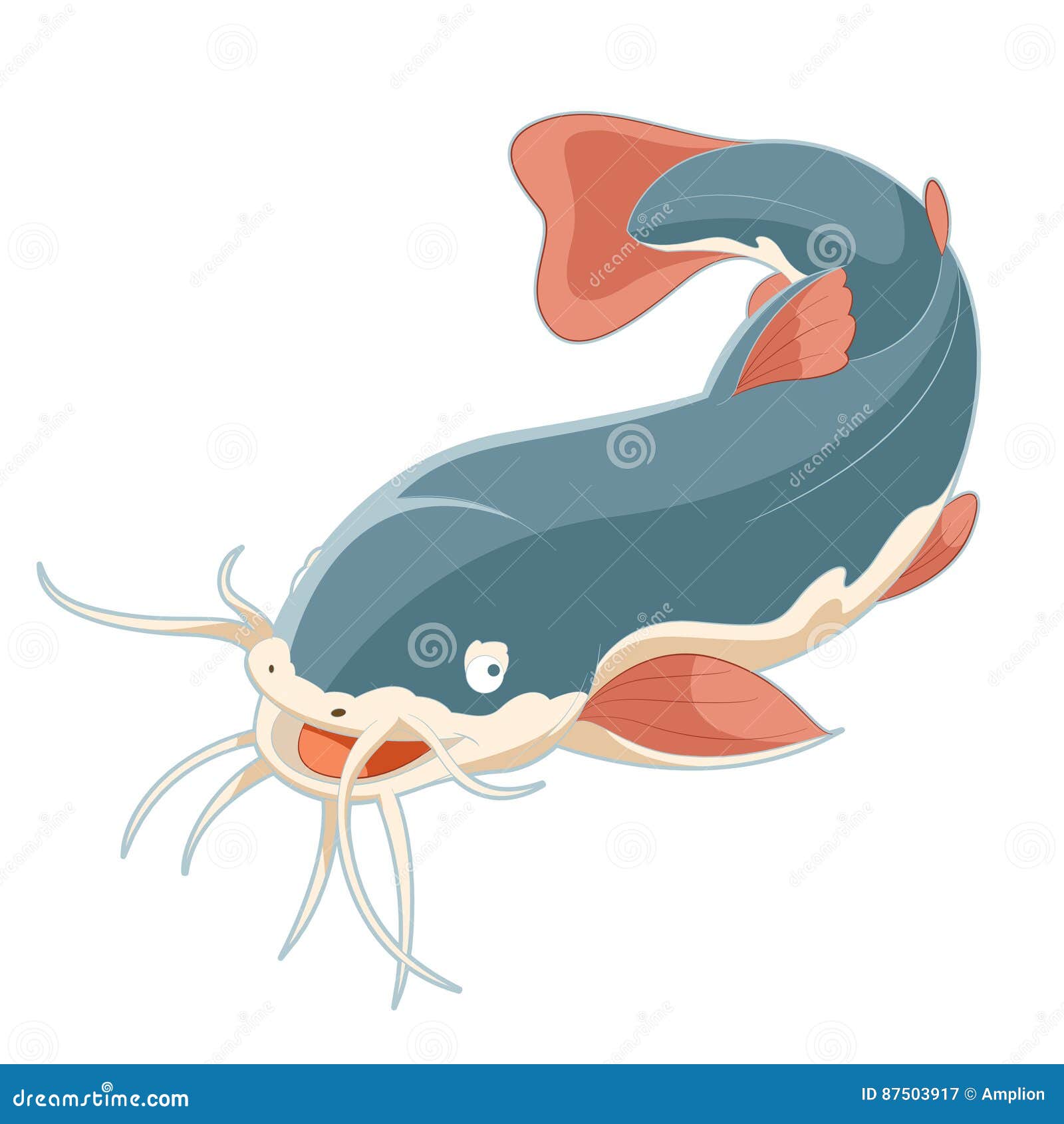 Cartoon smiling Catfish stock vector. Illustration of black - 87503917