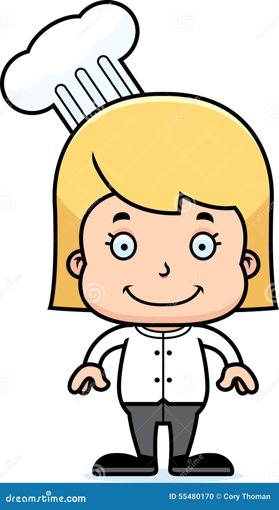 Cartoon Smiling Chef Girl stock vector. Illustration of vector - 55480170