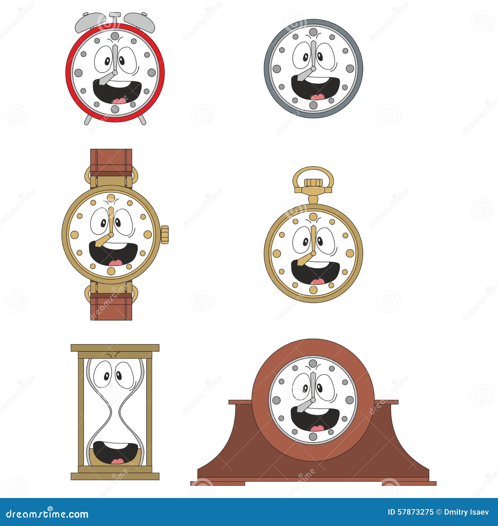 Cartoon Smiling Clock Face Smiles 010 Stock Vector - Illustration of ...
