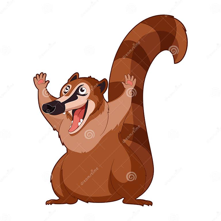 Cartoon smiling Coati stock vector. Illustration of coatimundi - 87504165
