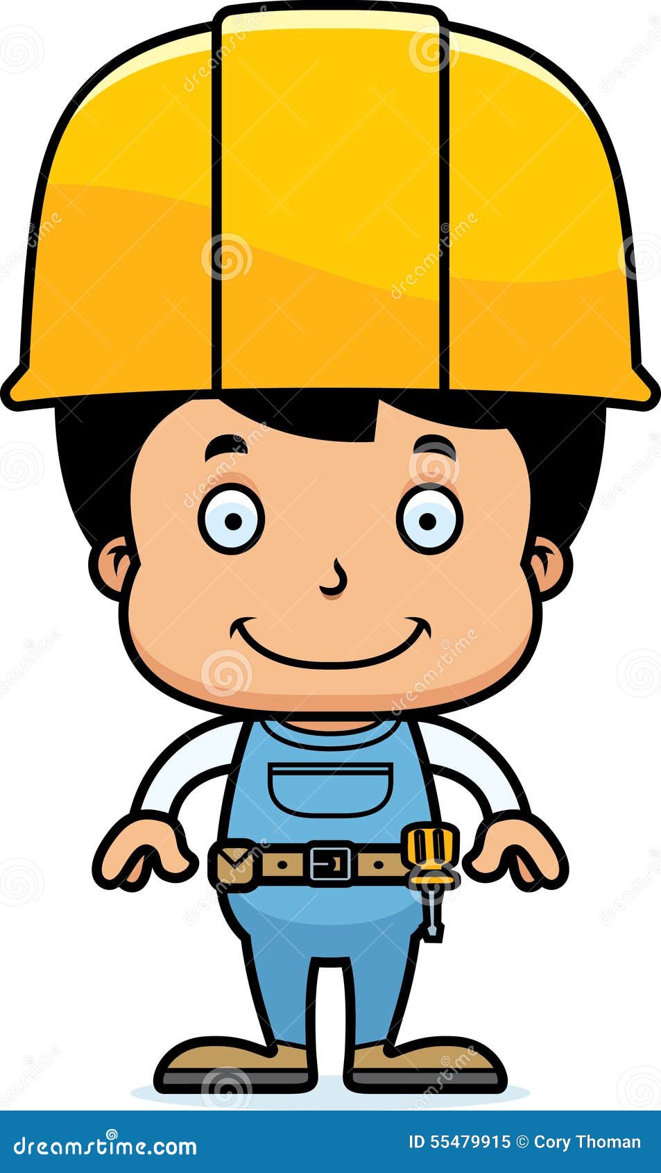 Cartoon Smiling Construction Worker Boy Stock Vector - Illustration of ...