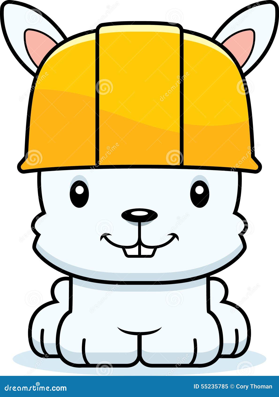 Cartoon Smiling Construction Worker Bunny Stock Vector - Illustration ...