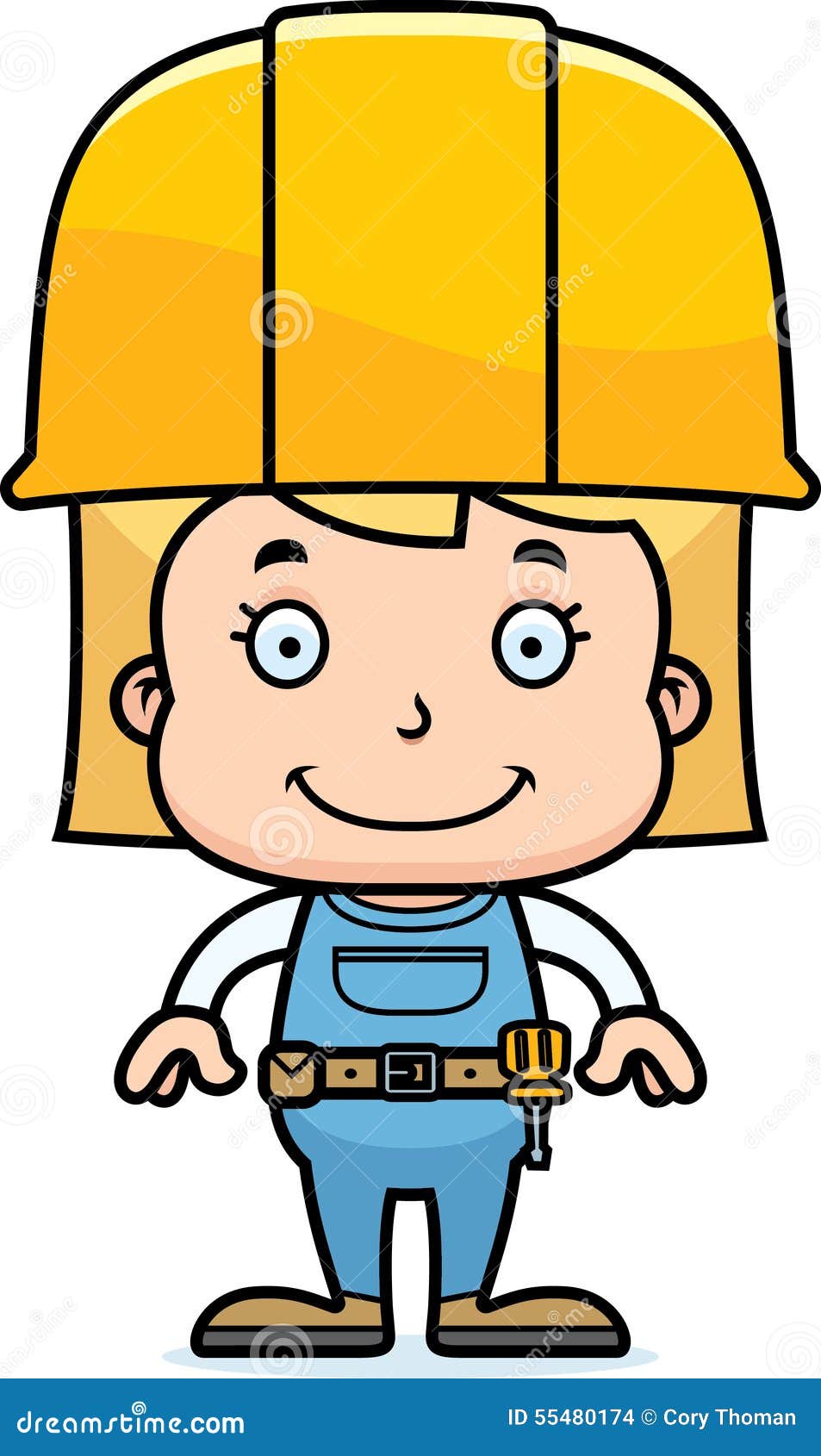 Cartoon Smiling Construction Worker Girl Stock Vector - Illustration of ...