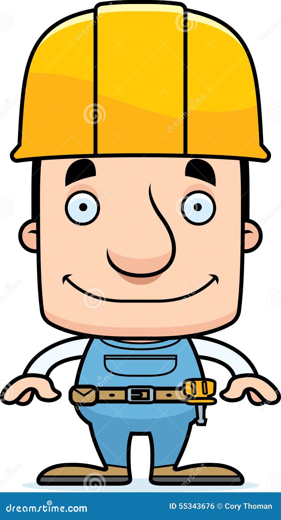 Cartoon Smiling Construction Worker Man Stock Vector - Illustration of ...