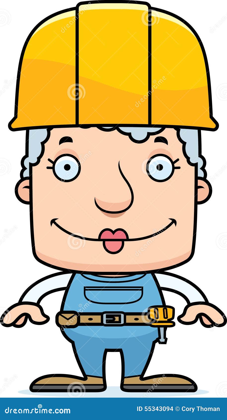 Cartoon Smiling Construction Worker Woman Stock Vector - Illustration ...