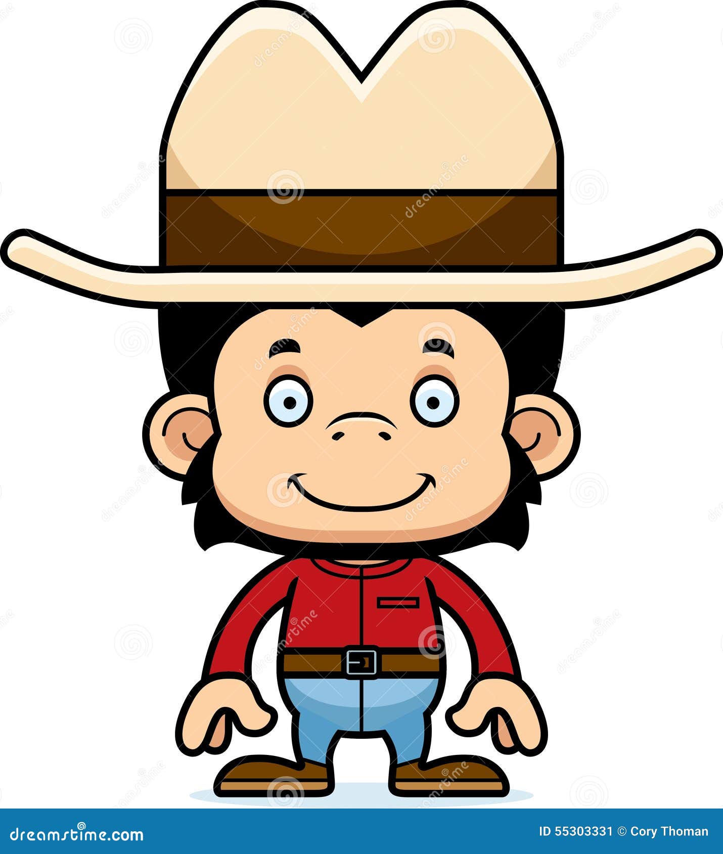Cartoon Smiling Cowboy Chimpanzee Stock Vector - Illustration of chimp ...
