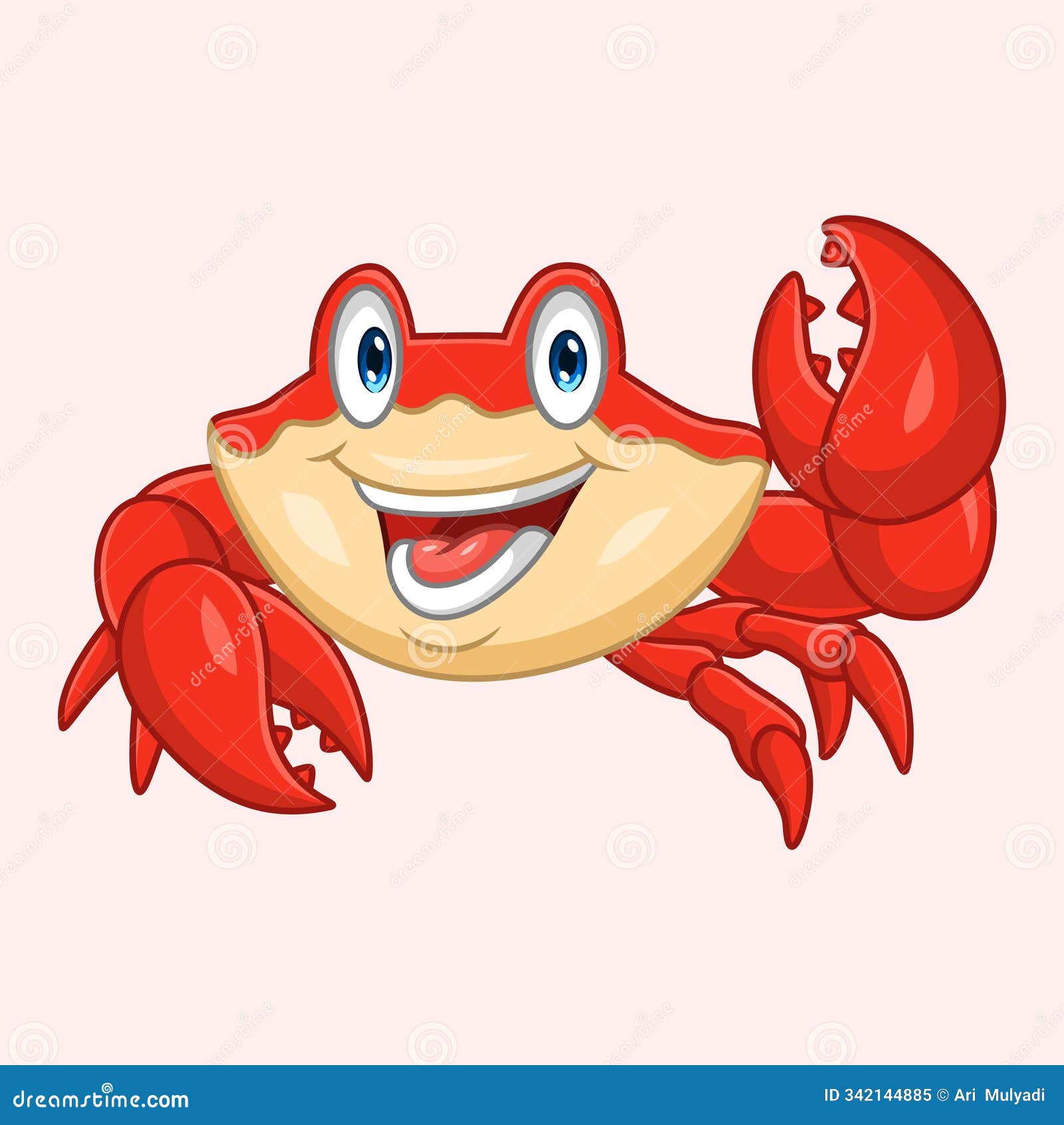 Cartoon Smiling Crab Isolated on White Background Stock Vector ...