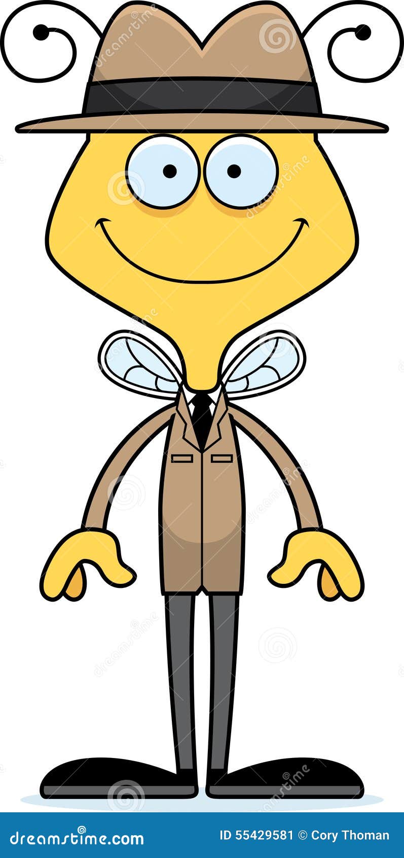 Cartoon Smiling Detective Bee Stock Vector - Illustration of detective ...