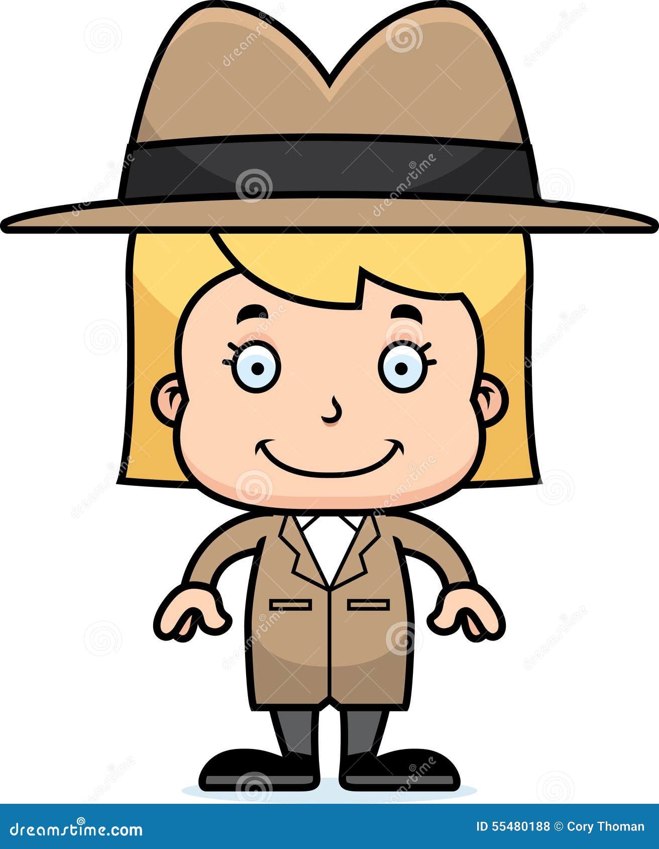 Cartoon Smiling Detective Girl Stock Vector - Illustration of coat ...