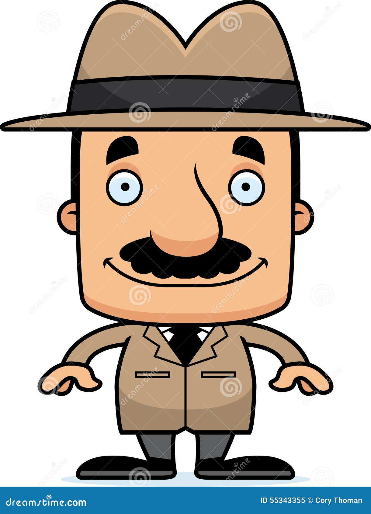 Cartoon Smiling Detective Man Stock Vector - Illustration of detective ...