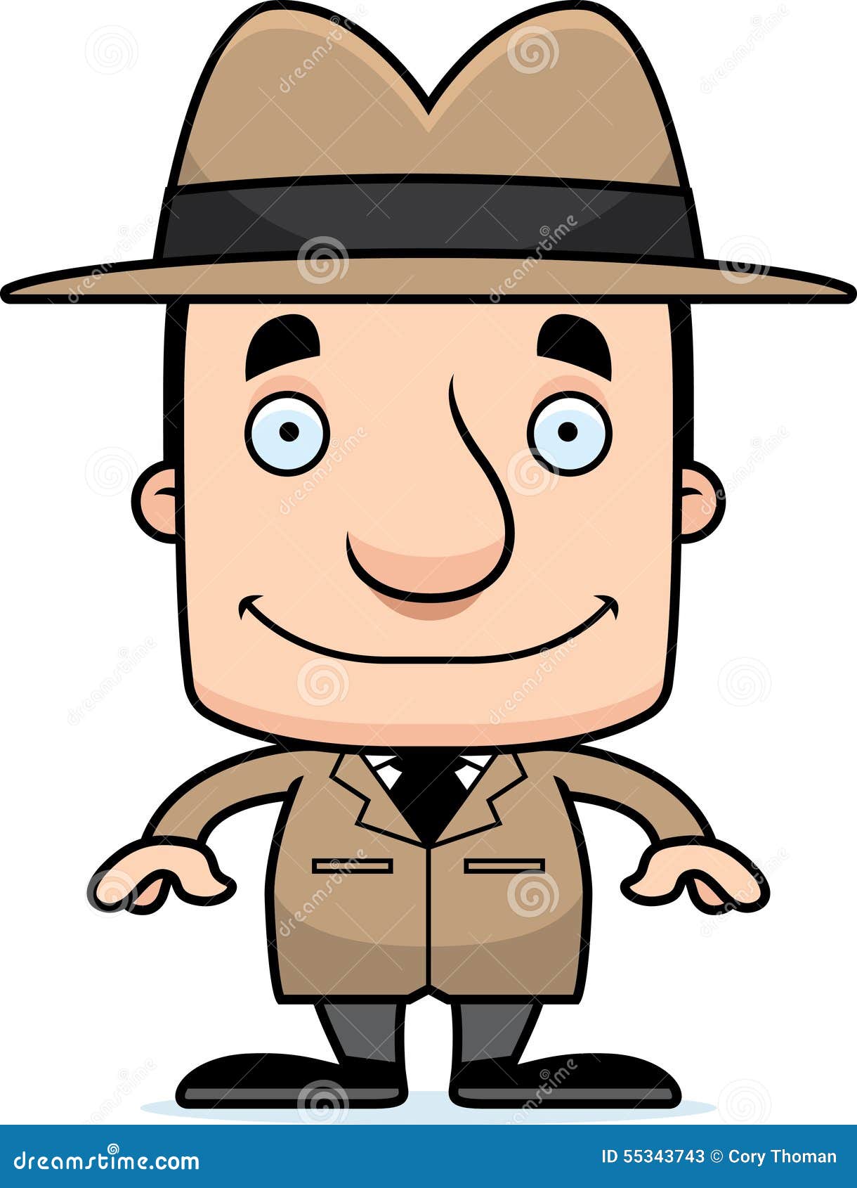 Cartoon Smiling Detective Man Stock Vector - Illustration of clip ...