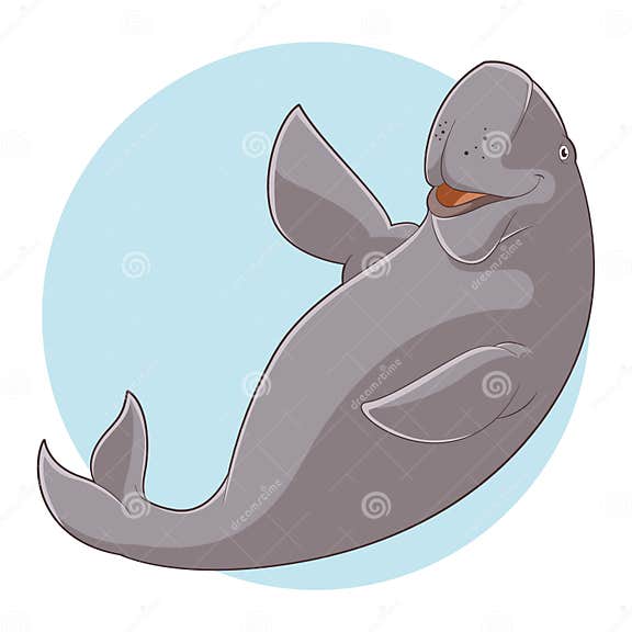 Cartoon Smiling Dugong stock vector. Illustration of cute - 88132216